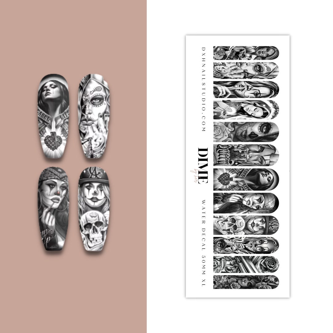 Chola Chicana 2 XL Nail Wraps Monochrome Sad Girl - Etsy