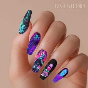 Retro Jason Voorhees Halloween Nail Decals - Horror Villain Nail Art ...