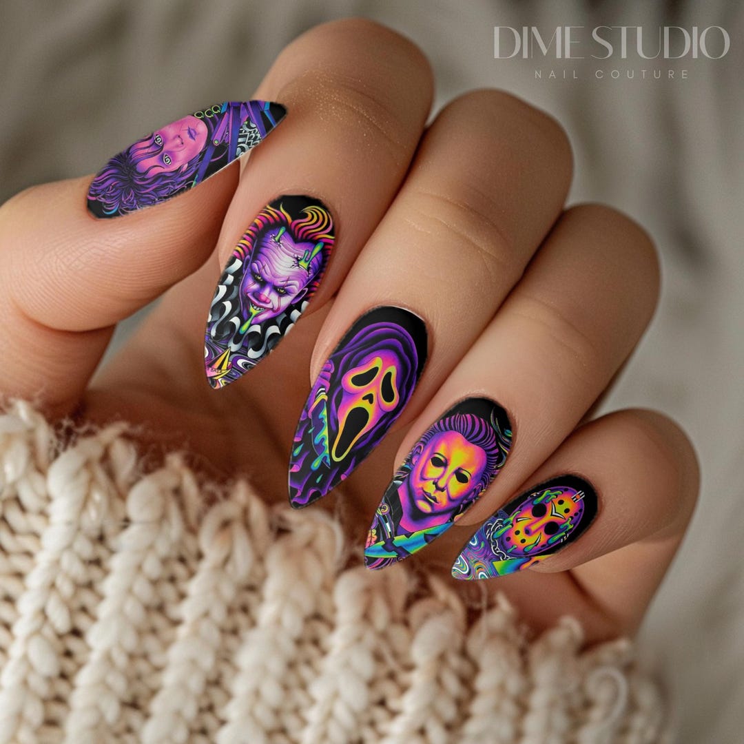 Retro Horror Nail Decals: Slasher Crew Water Transfer Nail Art - Etsy