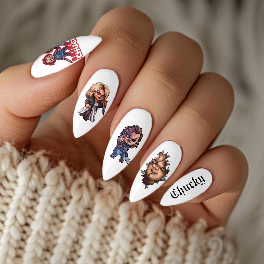 Fun Halloween Horror Chucky Nail Decals Tiffany Valentine Nail Art the ...