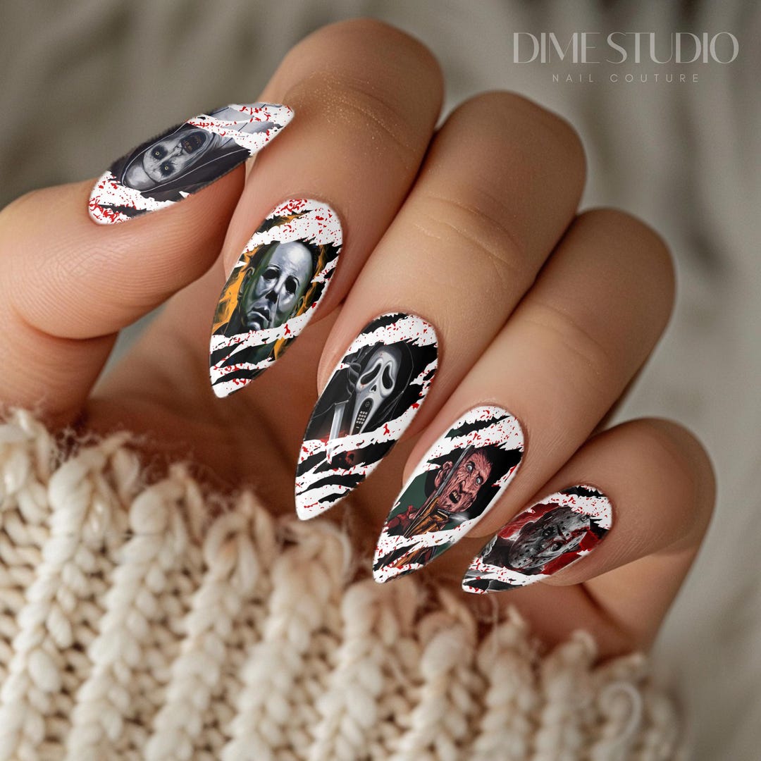 Blood Splatter Horror Villain Halloween Nail Decals Clear Water ...