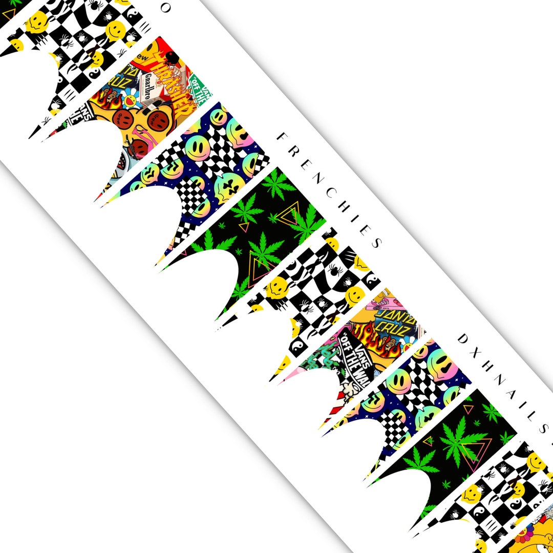 Trippy Hippie 420 Nail Decal Frenchies French Tip Nail Wraps Checker ...