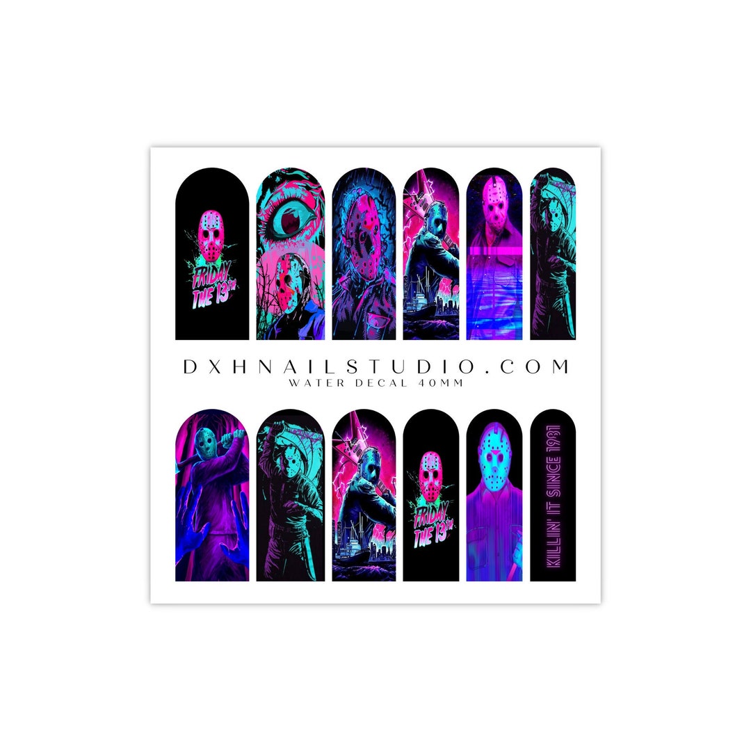 Retro Jason Voorhees Halloween Nail Decals Horror Villain - Etsy