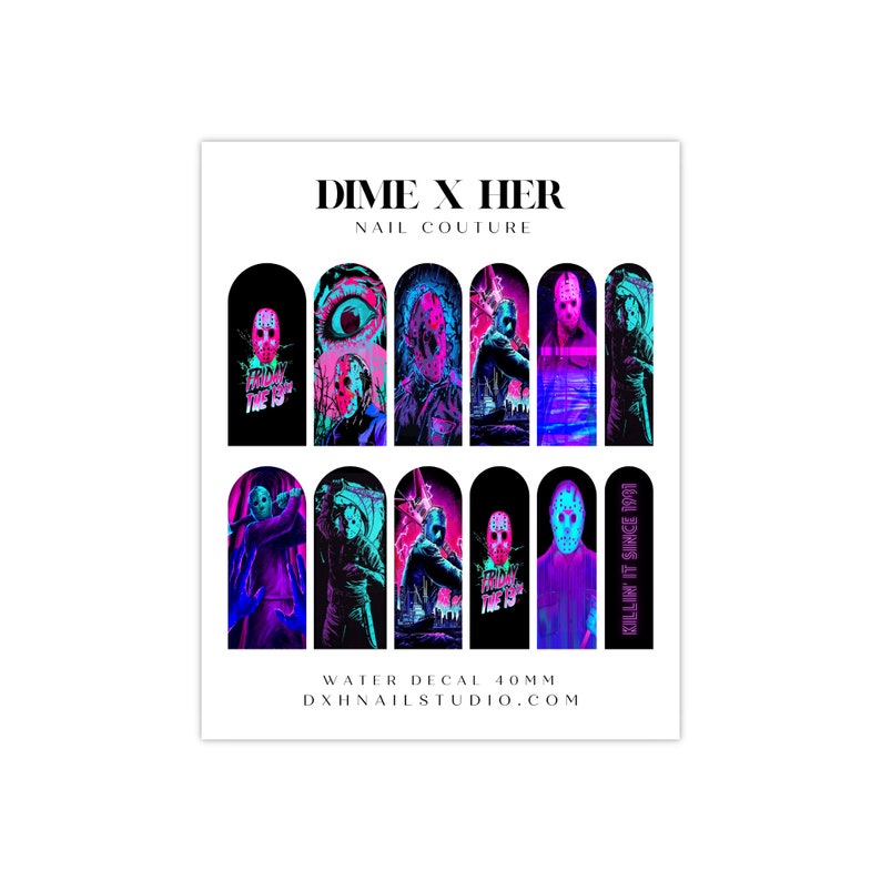 Retro Jason Voorhees Halloween Nail Decals Horror Villain - Etsy