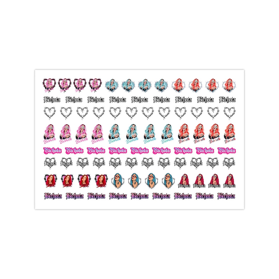 Karol G Bichota Nail Decals Reggaeton Music Karol G Nail Art Water ...