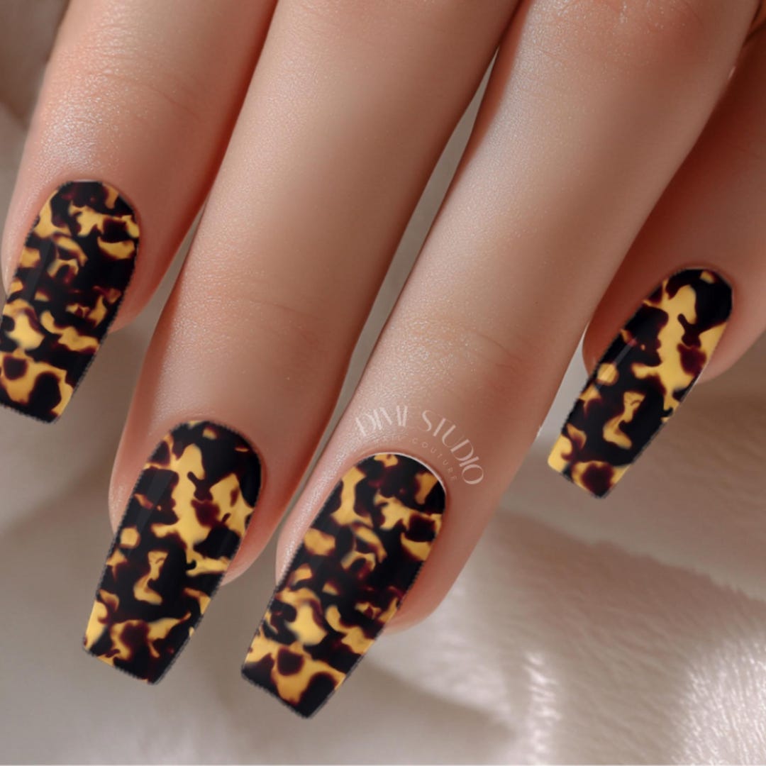 Tortoise Shell Nail Decals - Water Transfer Nail Wraps for Acrylic, Gel ...