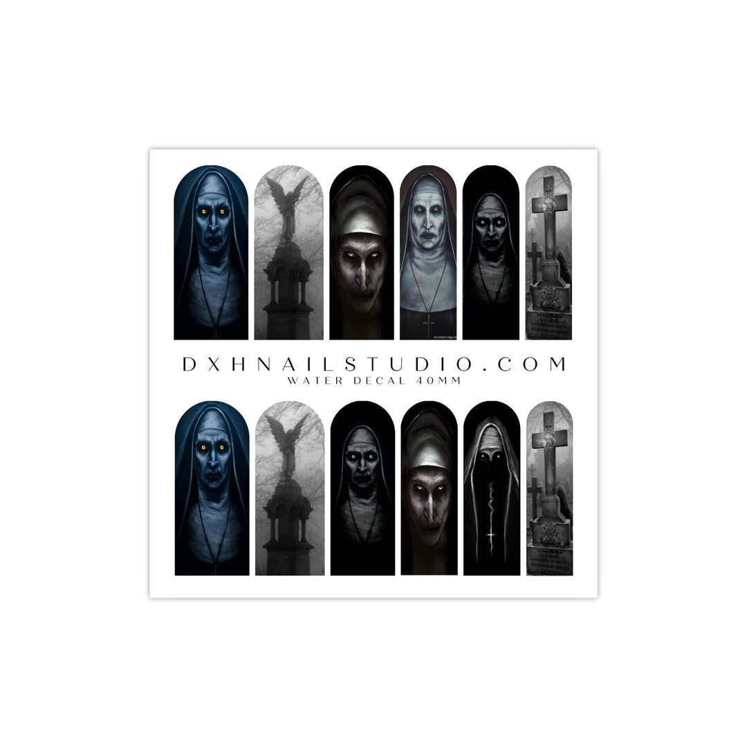 The Nun Gothic Halloween Nail Decals Water Transfer Nail Wraps Horror ...