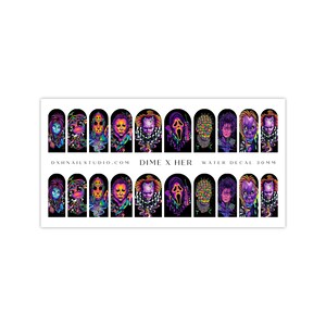 Slasher Crew 2 Retro Horror Halloween Nail Decals Water Transfer Nail ...