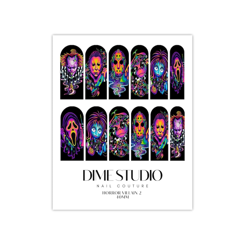 Retro Horror Nail Decals: Slasher Crew Water Transfer Nail Art - Etsy