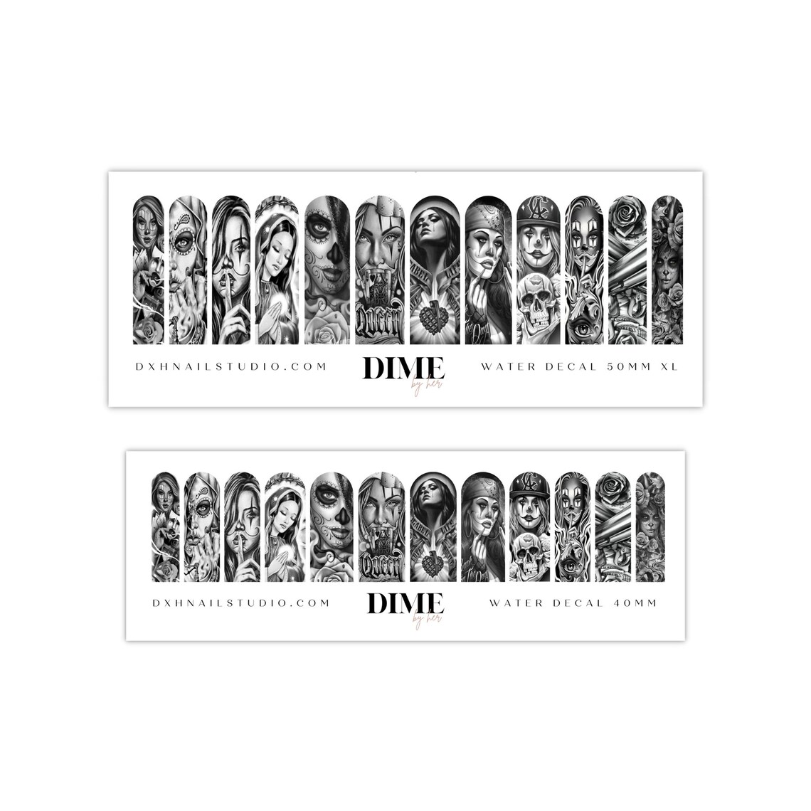 Chola Chicana 2 XL Nail Wraps Monochrome Sad Girl - Etsy