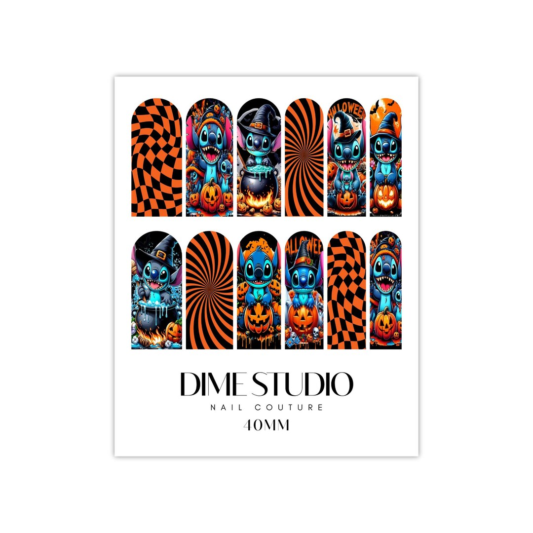 Trippy Stitch Halloween Nail Art Decals Water Transfer Nail Wraps Cute ...