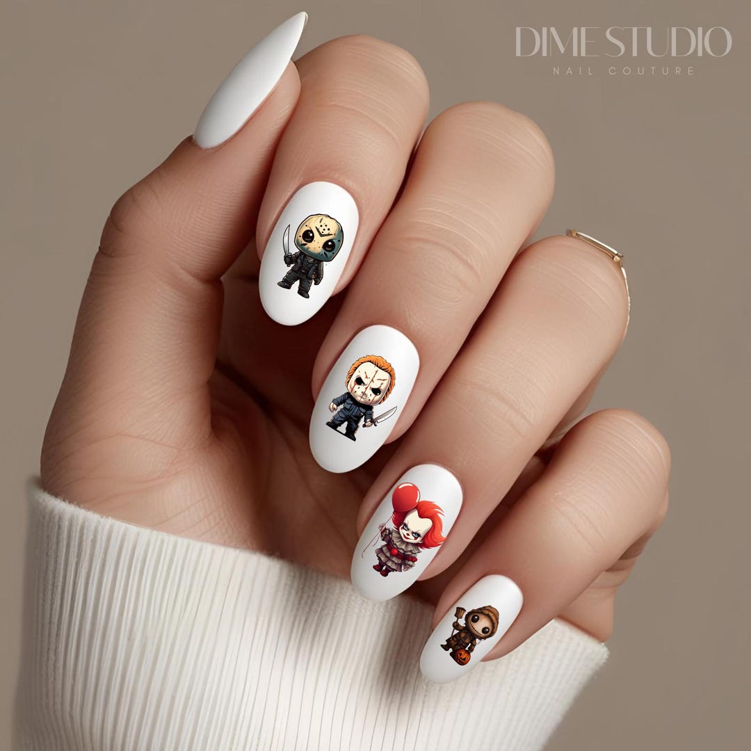 Horror Chibi Nail Decals: Villain Water Transfer Nail Stickers - Etsy