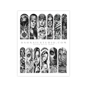 Chola Chicana 2 XL Nail Wraps Monochrome Sad Girl Jokers Girl Nail Art ...