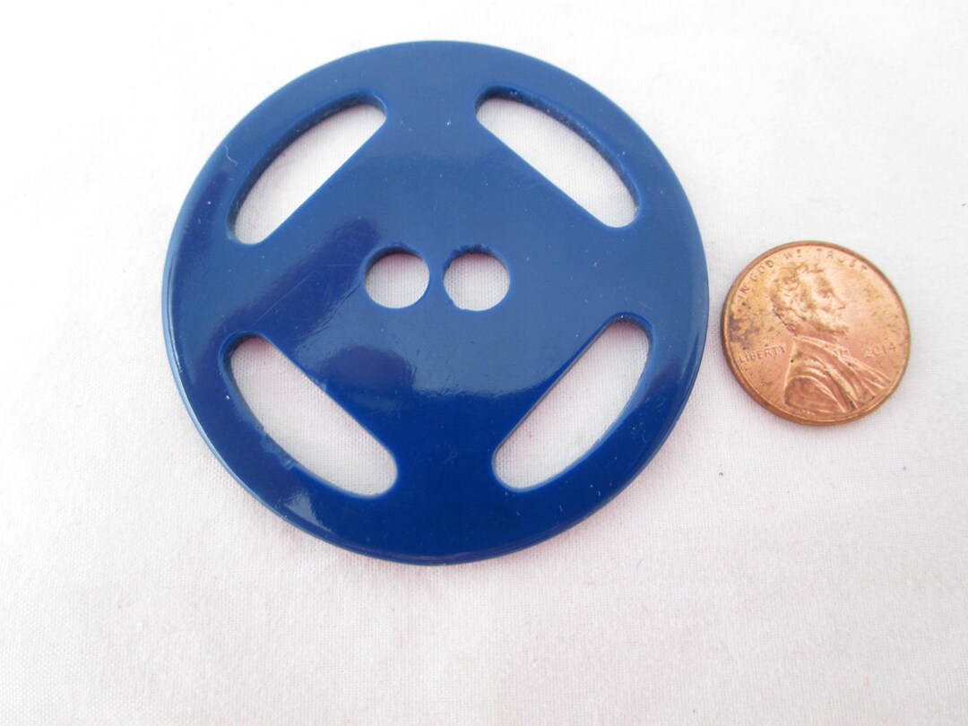 EXTRA Large Vintage Blue Casein Button: Royal Blue With Cutouts 2 1/8 ...