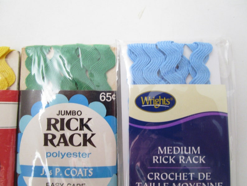 3 Vintage Jumbo Rick Rack Trim NOS 2.5 to 3 Yards Blue Yellow Green ...