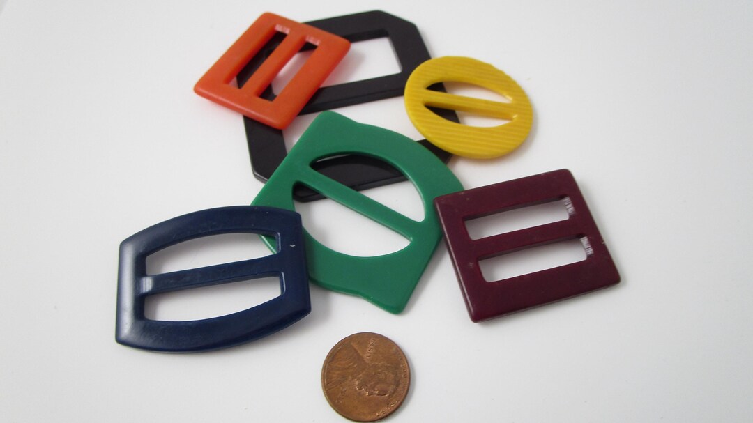 Vintage Lot Plastic Casein Catalin Buckles Colorful Orange Yellow ...