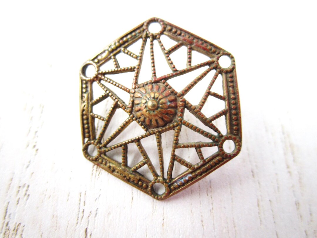 Antique Brass Cutout Button 7/8" Wide Destash for Jewelry Sewing Crafts ...