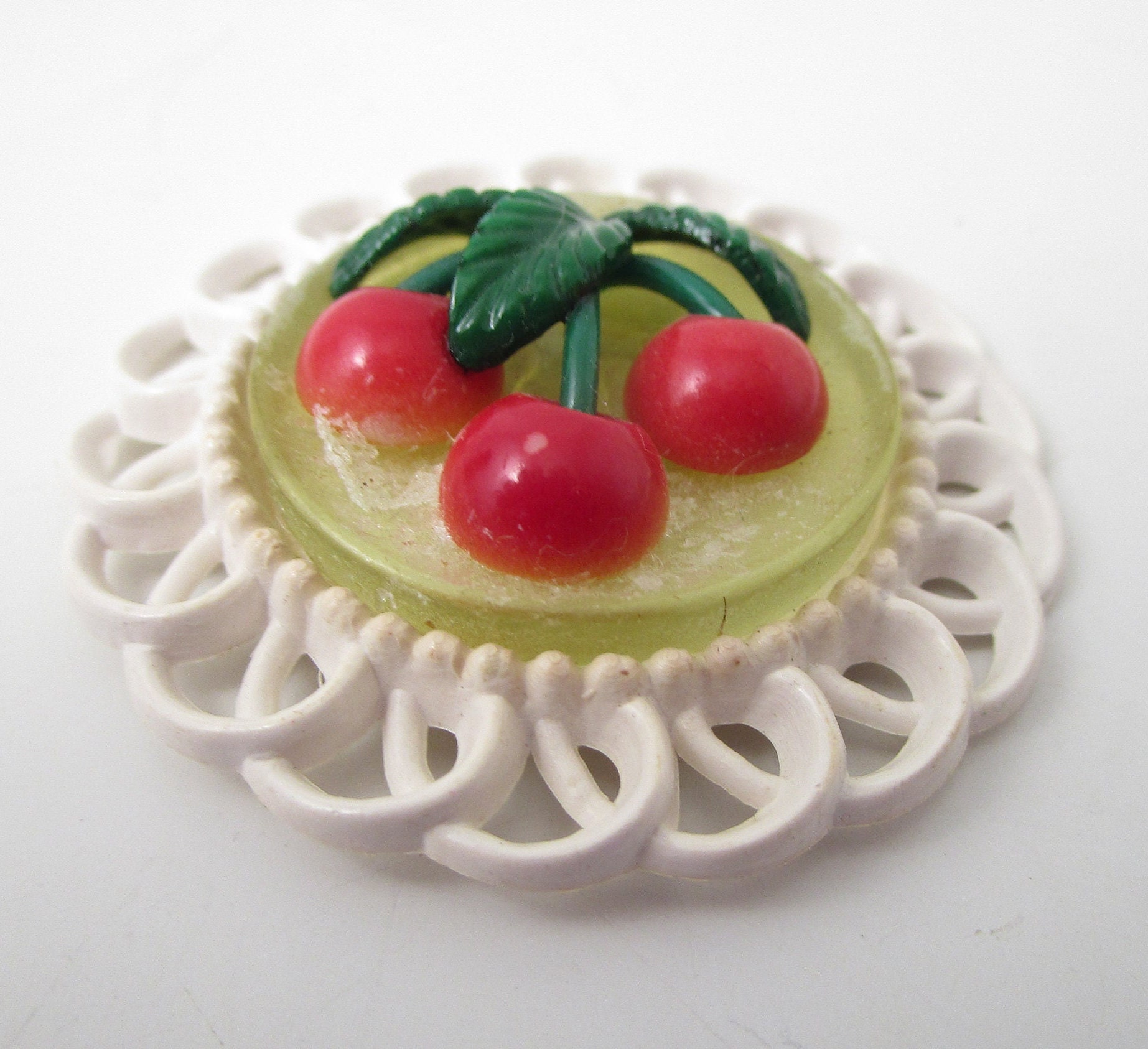 Large Vintage Plastic Cherries Button 3D Statement Necklace Upcycle ...