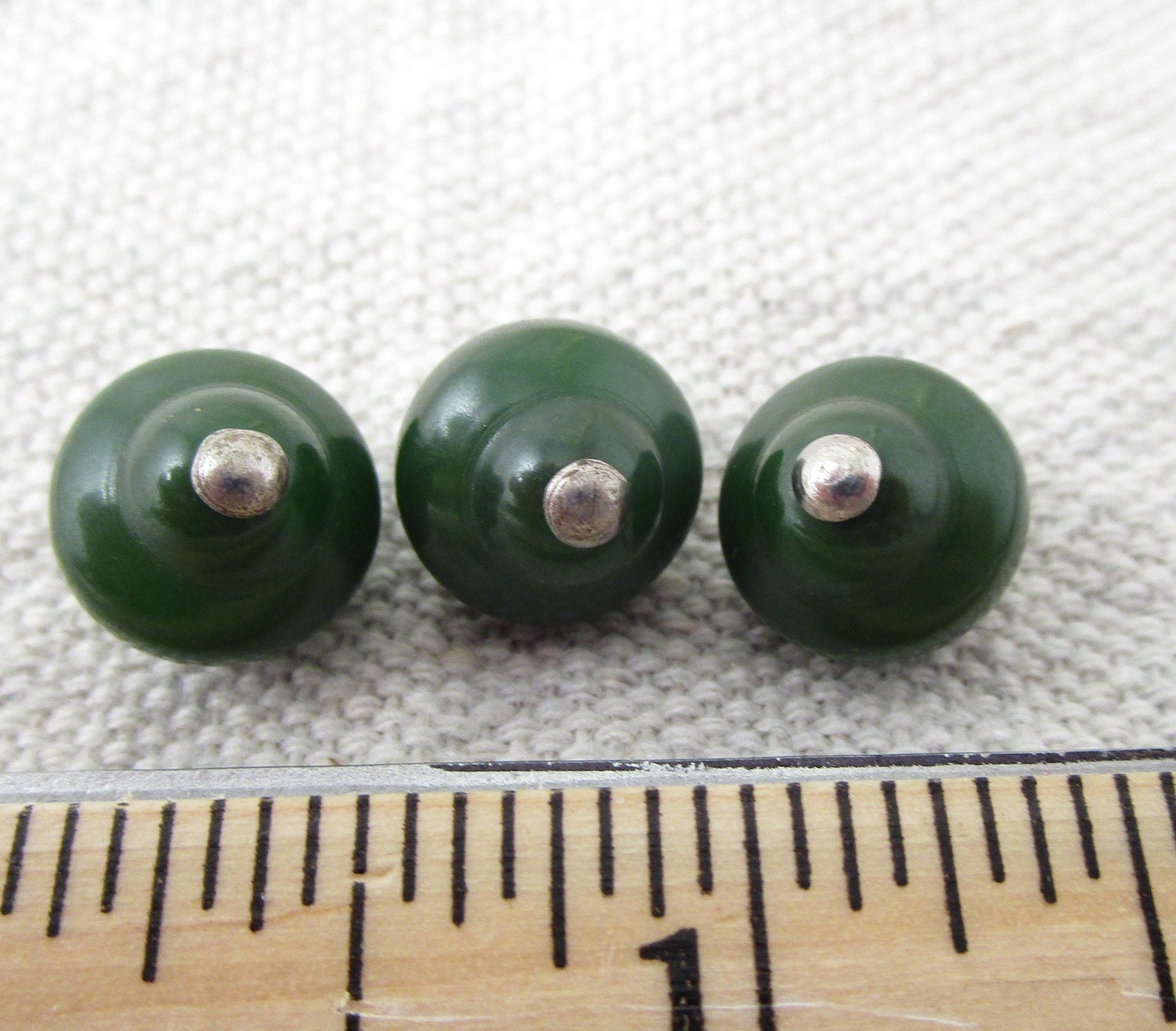 3 Vintage Green Bakelite Ball Buttons: Metal Tip, 1/2" Craft Supplies ...