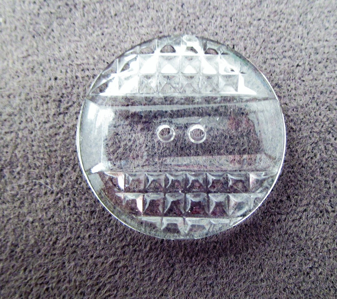 Vintage Pressed Glass Button Clear Sparkly 1 1/8" Jewelry Upcycle ...