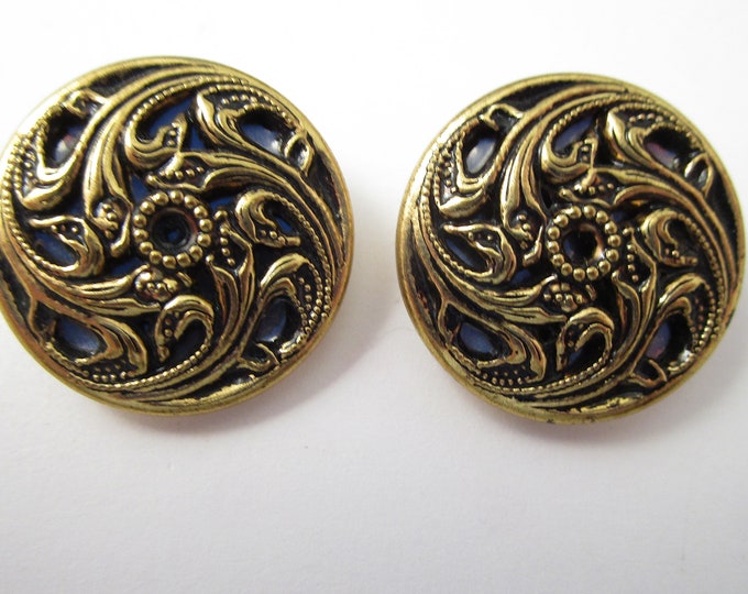 2 Vintage Antique Gold Filigree Buttons Mirrored Back Twinkle Buttons 7 ...