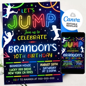 Jump Birthday Invitation, Trampoline Party Bounce House Party Jump ...