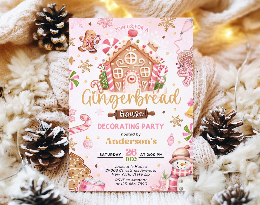 Gingerbread House Decorating Party Invitation, Christmas Party ...