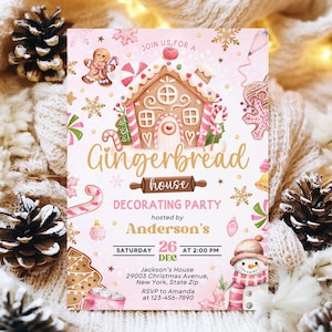 Gingerbread House Decorating Party Invitation, Christmas Party ...