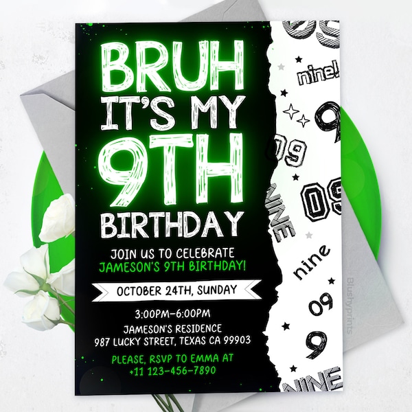 9th Birthday Boy Invitation - Etsy