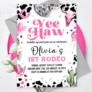 Space Cowgirl Birthday Invitation, Rodeo Birthday Invitation, Pink ...