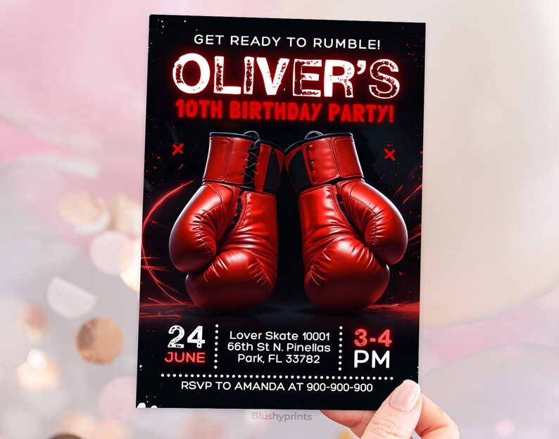 Boxing Boy Birthday Invitation, Fighter Birthday Invitation, MMA Boy ...