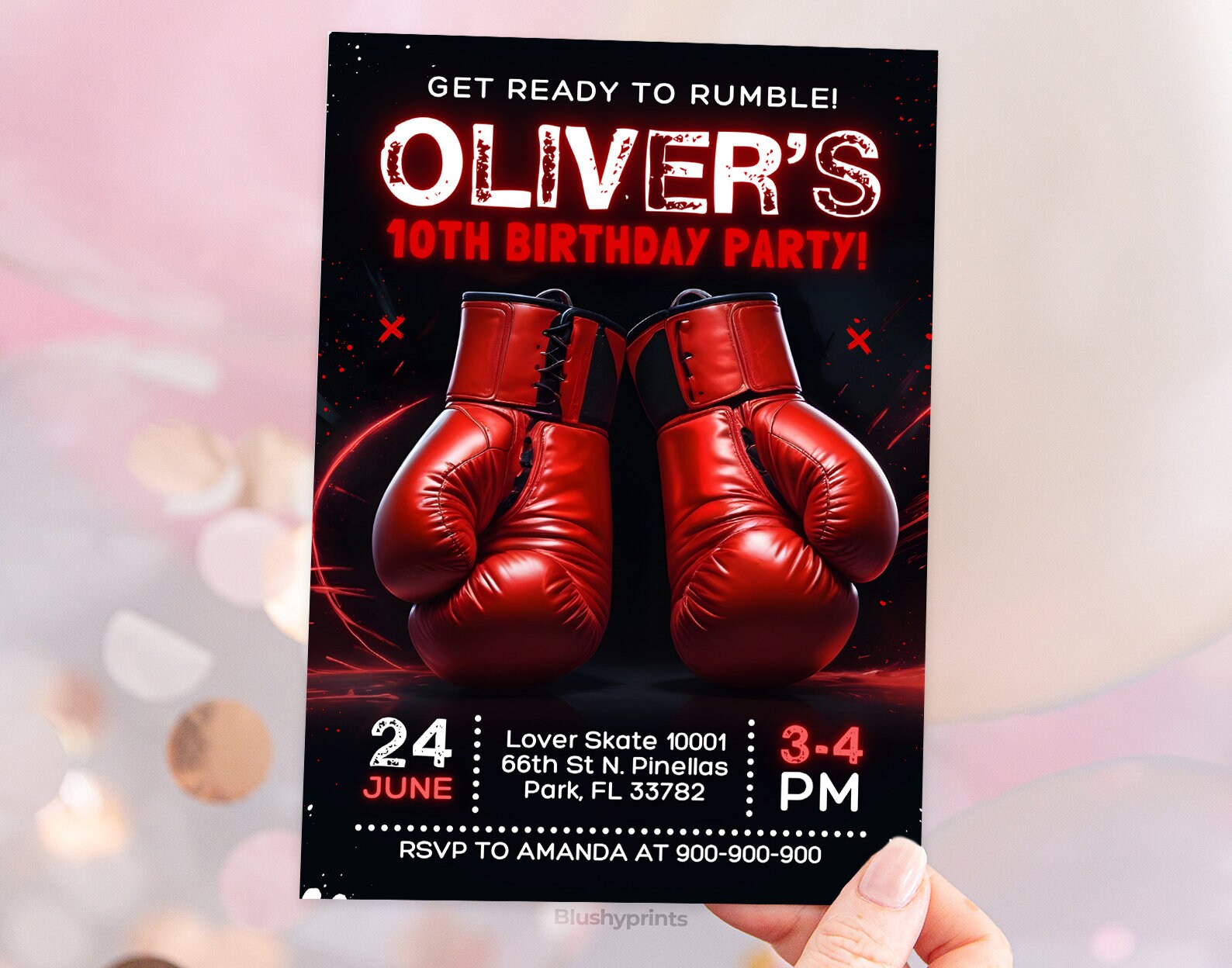 Boxing Boy Birthday Invitation, Fighter Birthday Invitation, MMA Boy ...