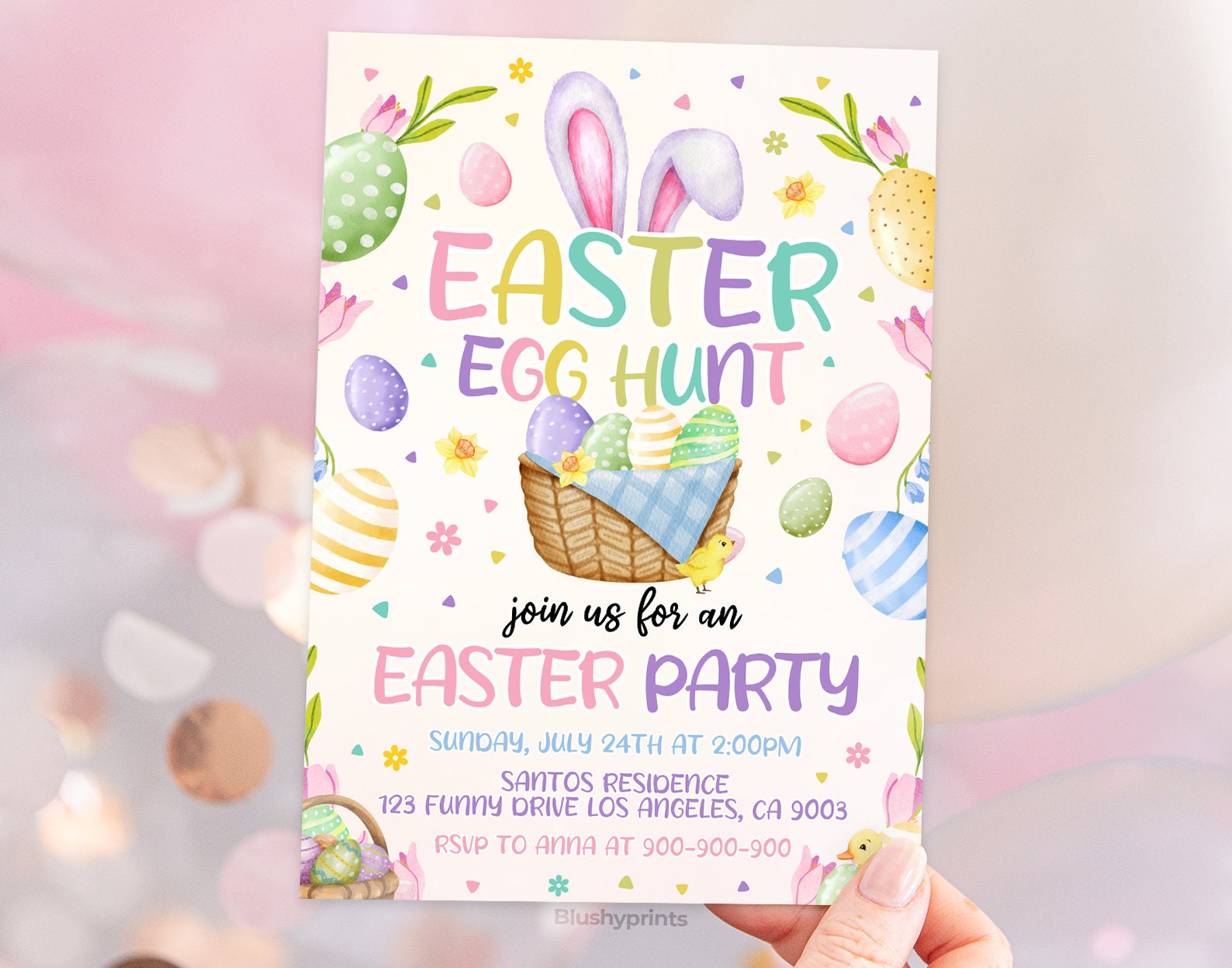 Easter Egg Hunt Invitation, Easter Bunny Invitation, Easter Party ...