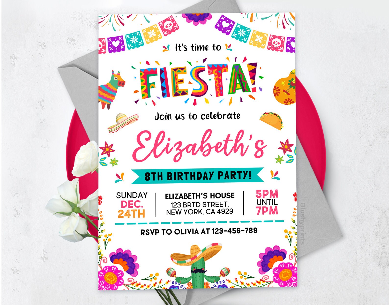 Editable Fiesta Birthday Party Invitation, Fiesta Invitation, Mexican ...