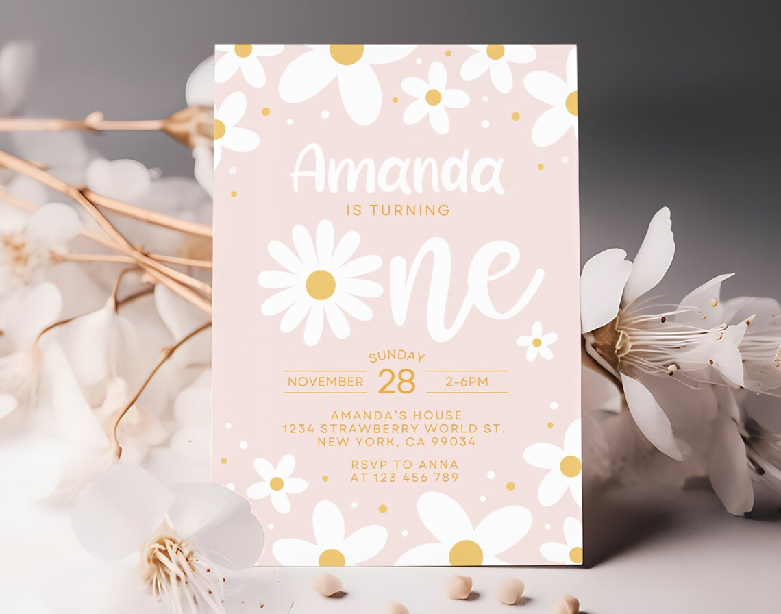 Daisy Birthday Invitation, Daisy First Birthday Invitation, Daisy ...