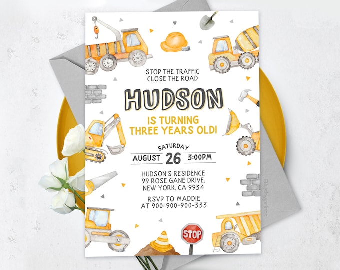 Construction Invitation, Construction Birthday Invitations, Dump Truck ...