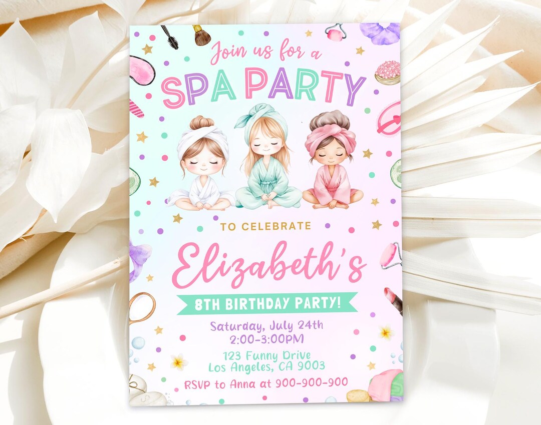 Spa Party Invitation, Join Us for a Spa Party Invite Template, Tween ...
