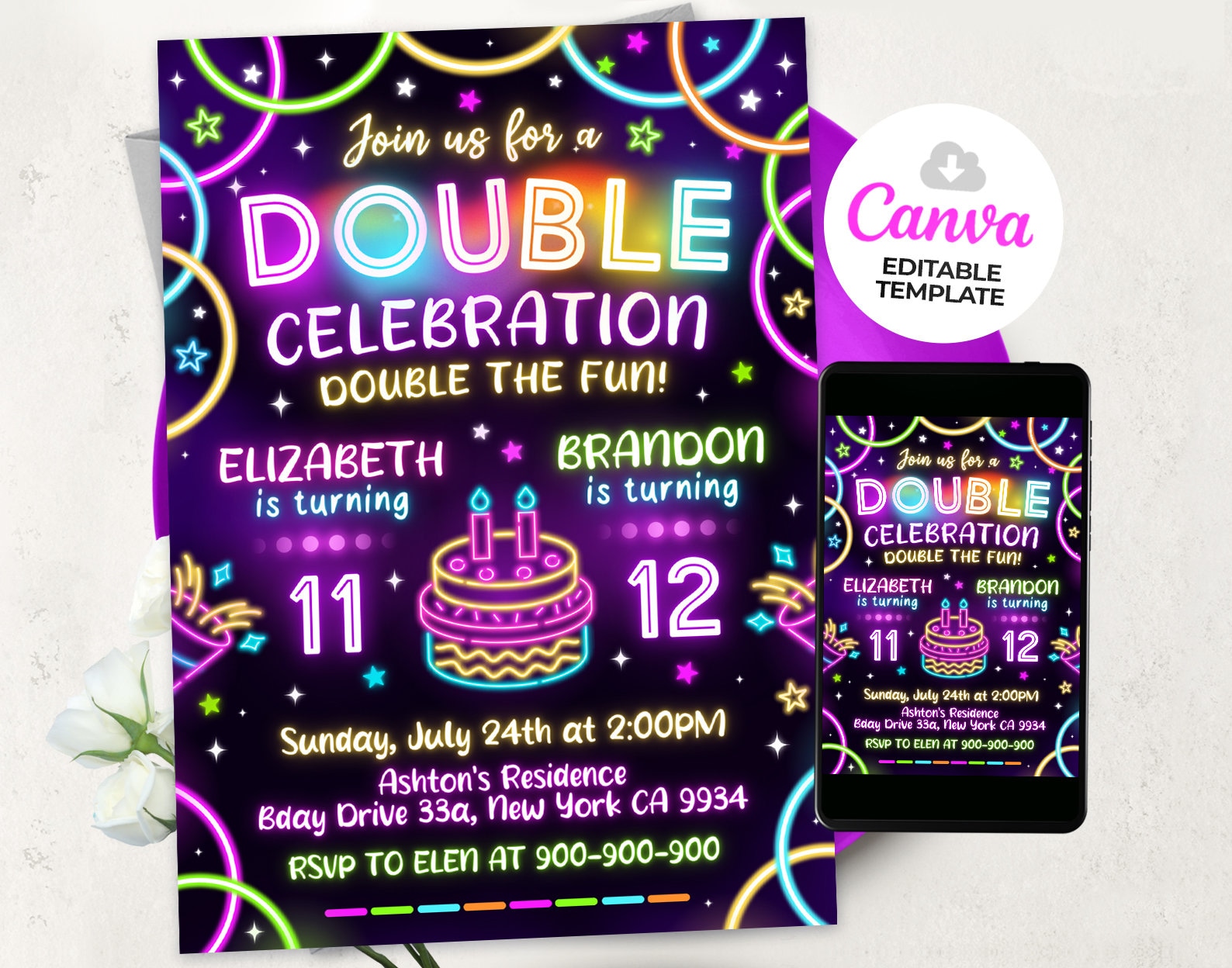 Sibling Birthday Invitation, Joint Birthday Invitation, Double Birthday ...