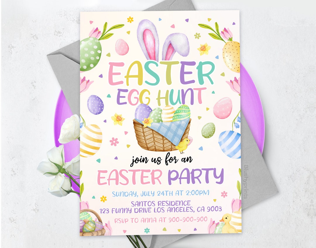 Easter Egg Hunt Invitation, Easter Bunny Invitation, Easter Party ...