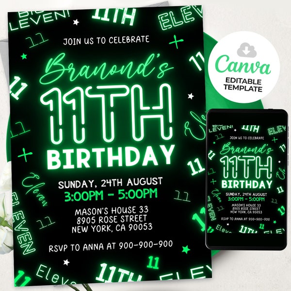 11th Birthday Invitations Boy - Etsy
