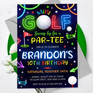 Mini Golf Birthday Invitation, Golf Party Invites Boy Girl Mini Golf ...