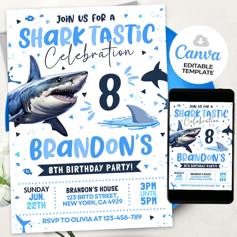 Shark Invitation - Etsy
