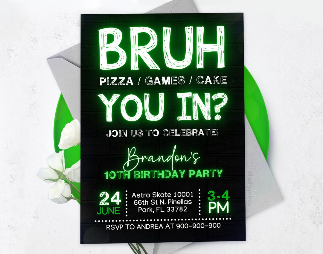 Bruh Birthday Invitation, Boy Birthday Invitation, Any Age Invitation ...