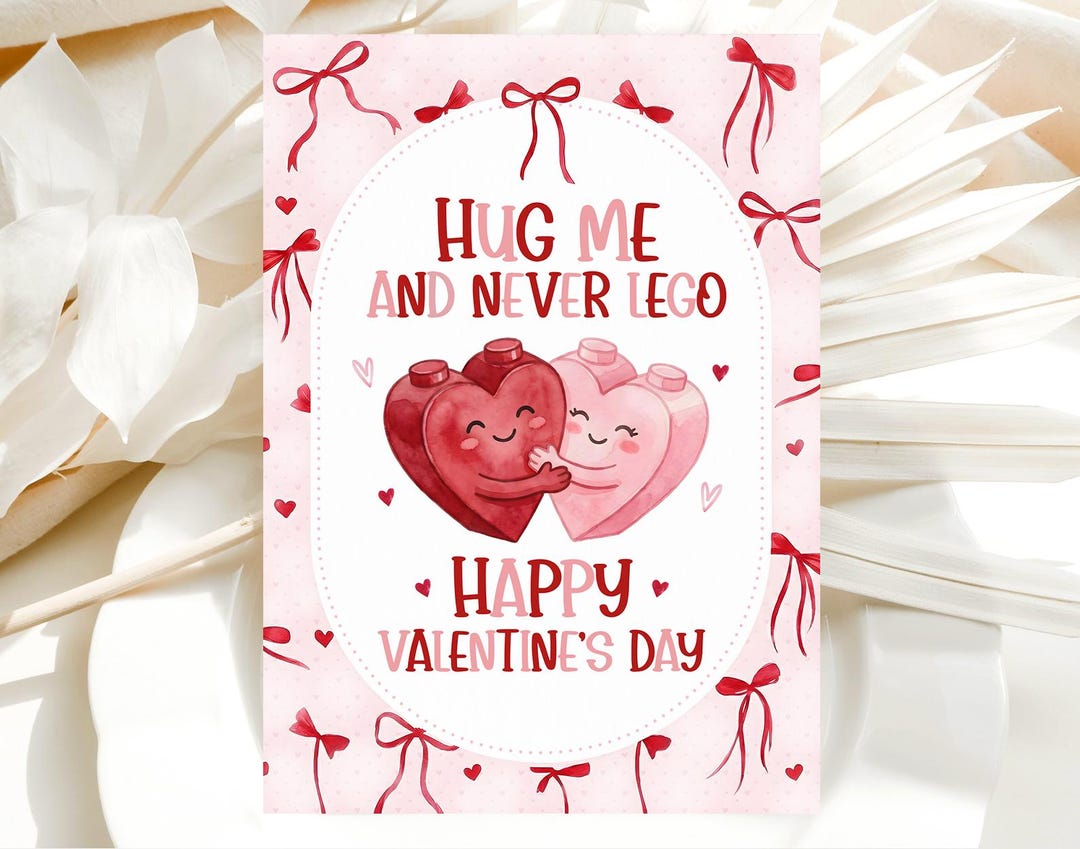 Valentine's Day Card Gifts for Him, Hug Me Cute Valentines Lego Card ...
