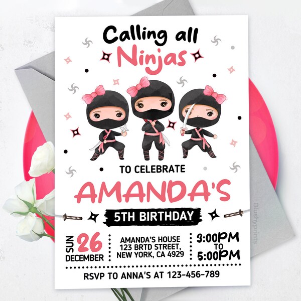 Ninja Invitation - Etsy