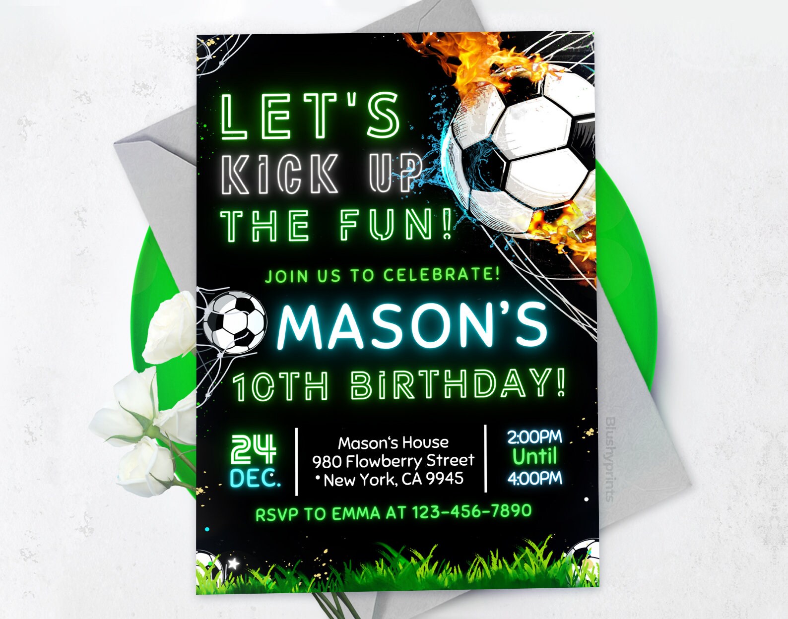 Editable Soccer Birthday Invitation, Boy Soccer Invitation, BS2402 - Etsy