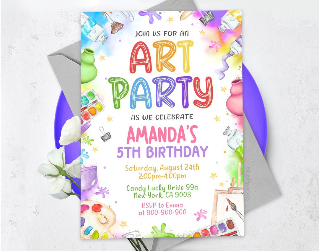 Art Party Invitation, Art Party Birthday Invite, Painting Party ...