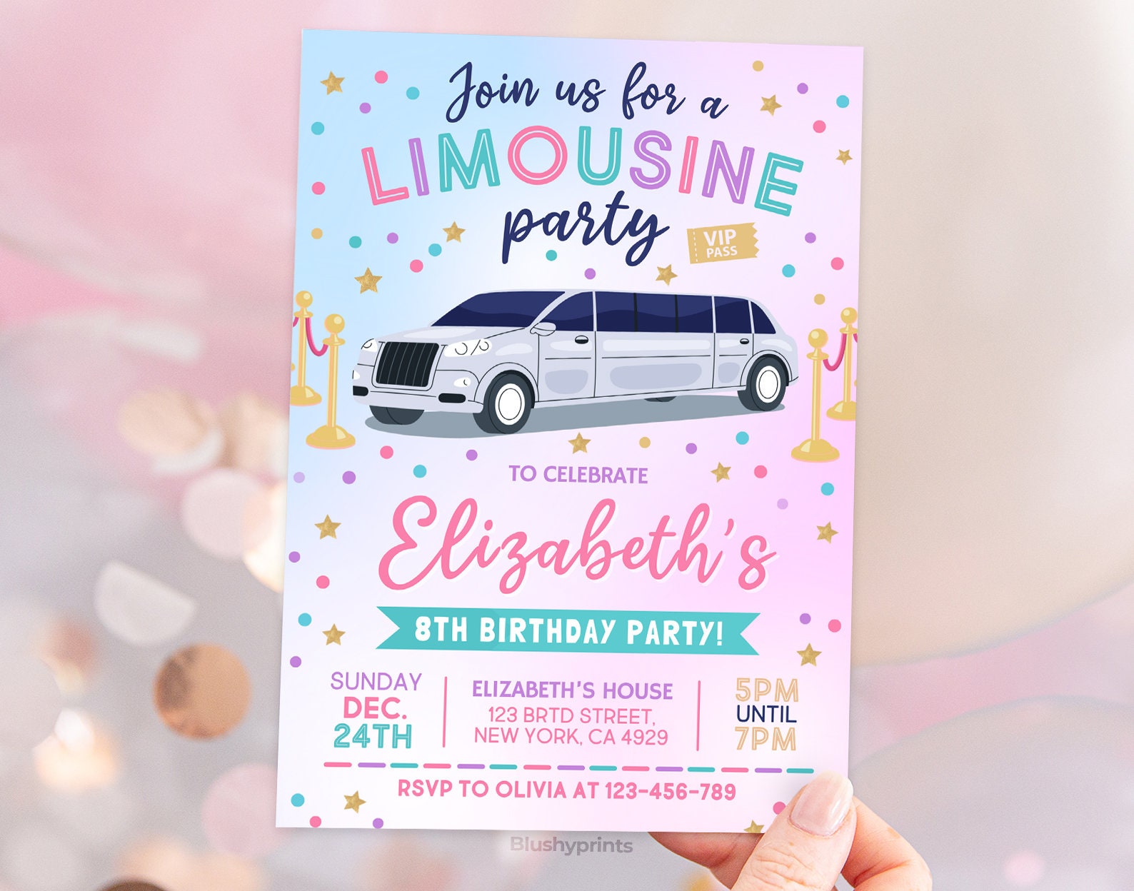 Limousine Party Invitation, VIP Birthday Invitation, Tween Girl Disco ...