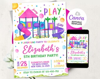 Editable Party in the Park Birthday Template | Digital Park Birthday ...