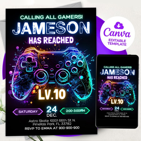 Playstation Birthday Party Invitations - Etsy